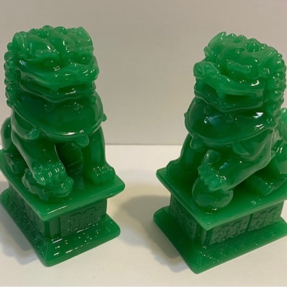 Accents | Feng Shui Pair Of Green Fu Foo Dogs Guardian Lion Statue 425h ...